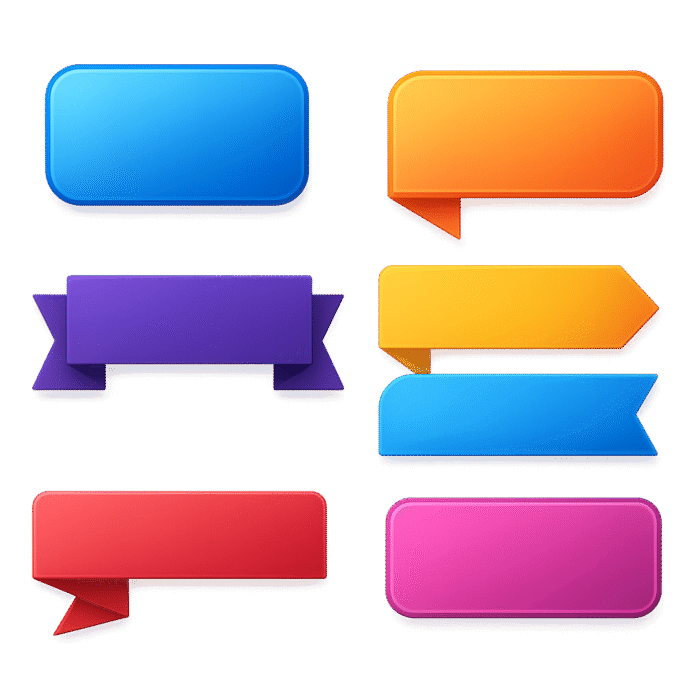 3D Vector Text Box PNG Shapes | Colorful Glossy Labels Free Download ...